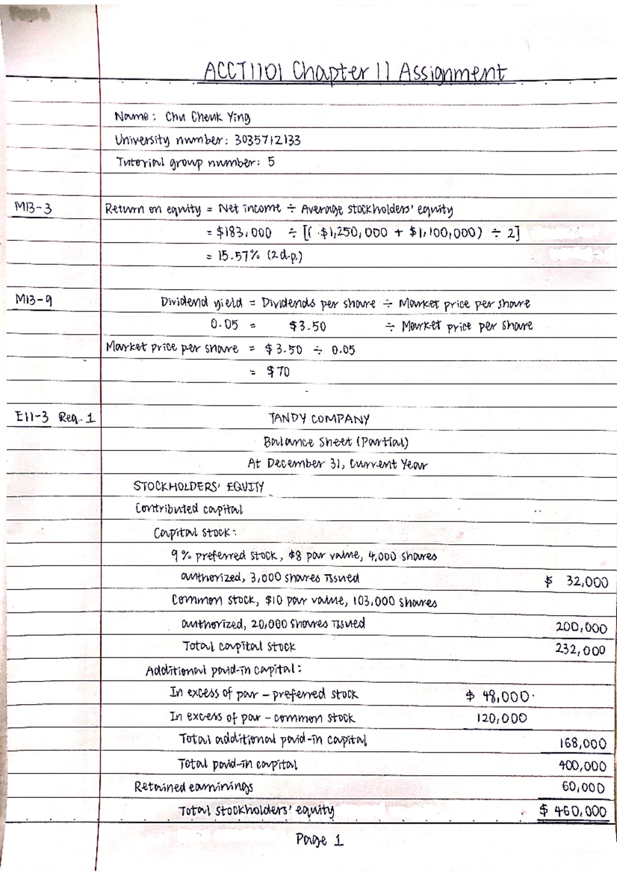 ACCT1101 Chapter 11 Assignment Guidelines and Key Concepts - Studocu
