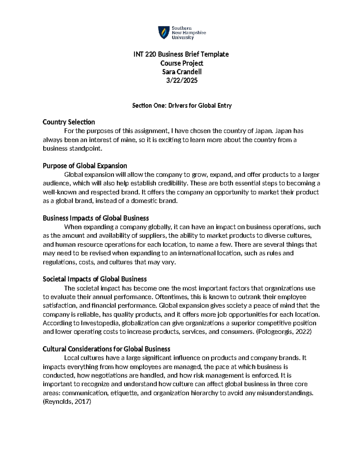 INT 220 Business Brief Template - INT 220 Business Brief Template ...