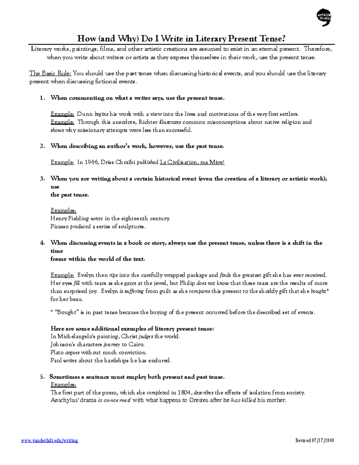 Understanding Literary Present Tense: A Guide for Writers - Studocu