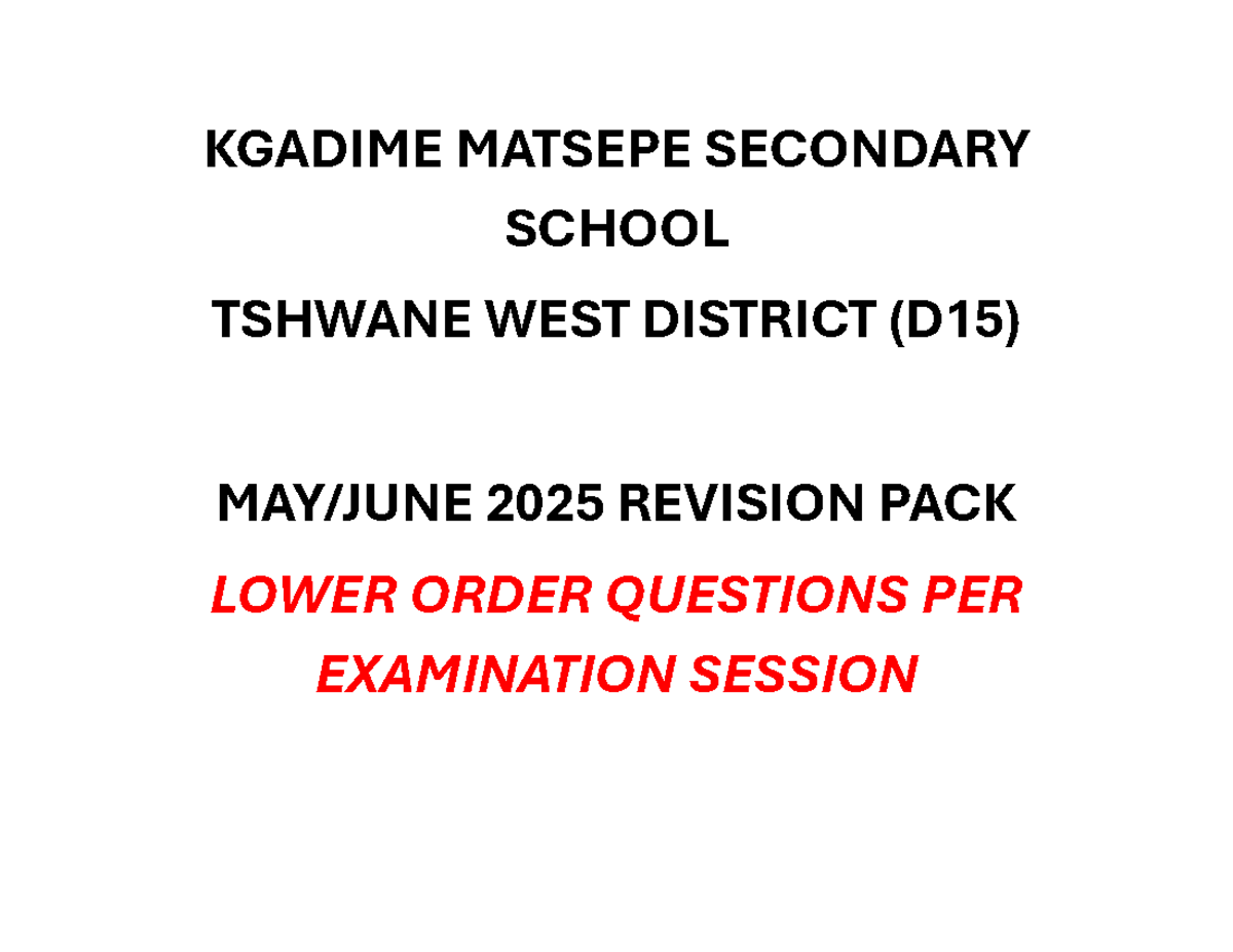 MAY-JUNE 2025 Revision PACK-1 - KGADIME MATSEPE SECONDARY SCHOOL ...
