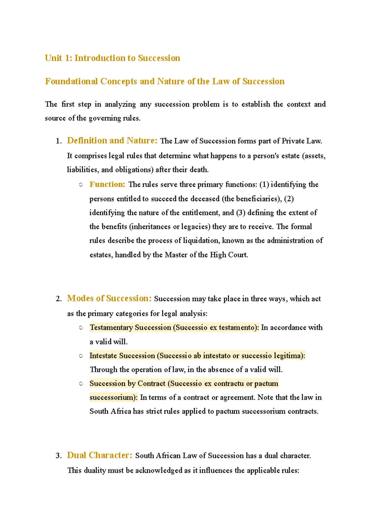 Succession Law Unit 1: Foundational Concepts & Analysis - Studocu