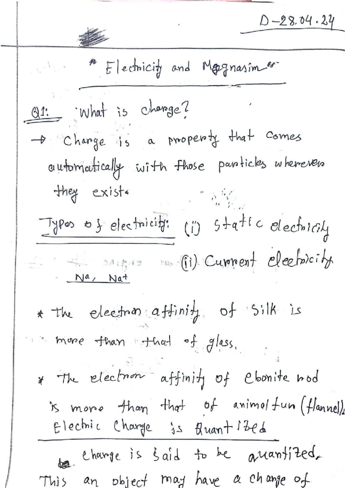 Electricity & Magnetism Q1: Understanding Charge and Electric Fields ...