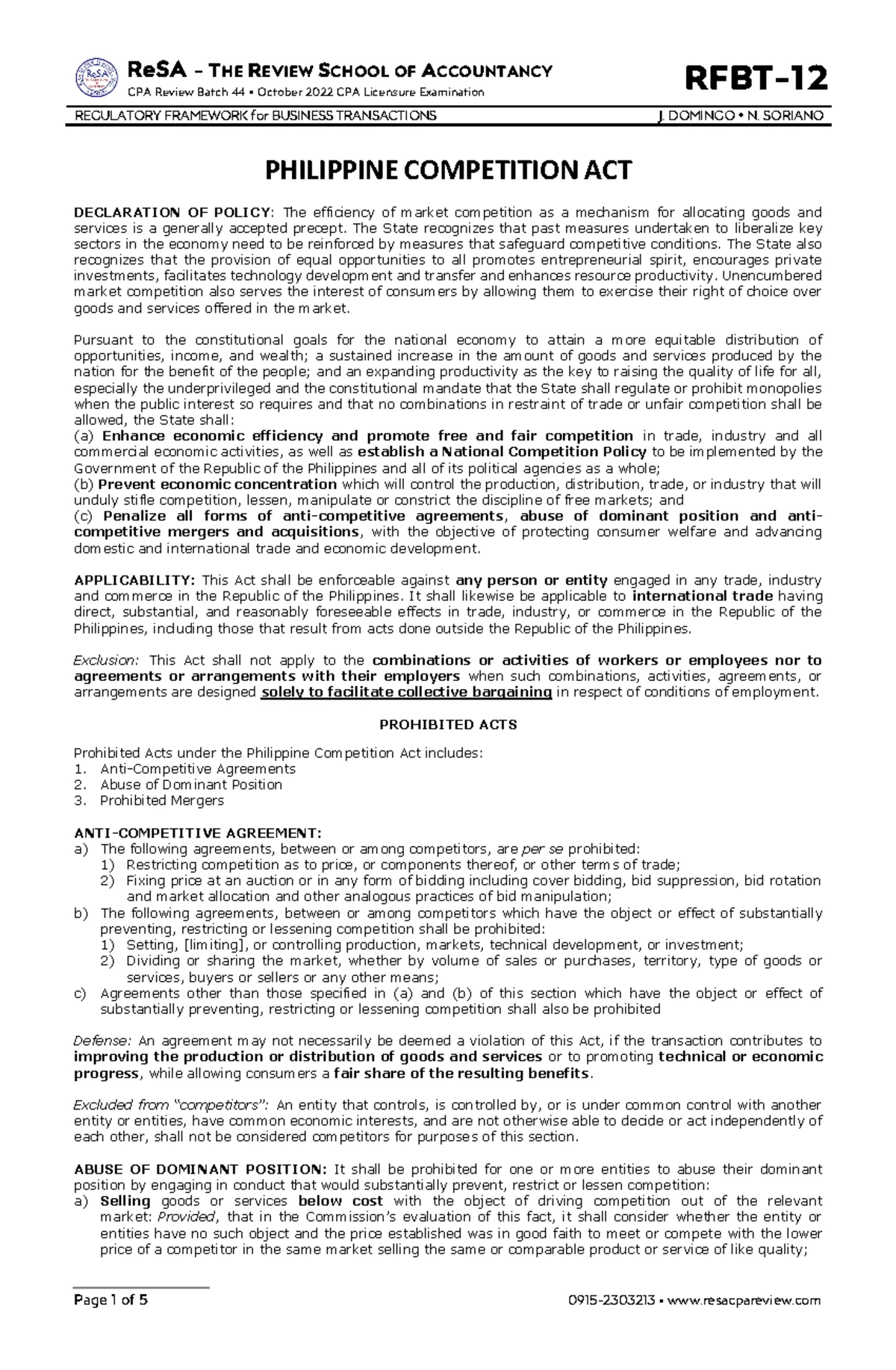 RFLI Notes on Republic Act No. 10642: Strengthening Consumer Rights ...