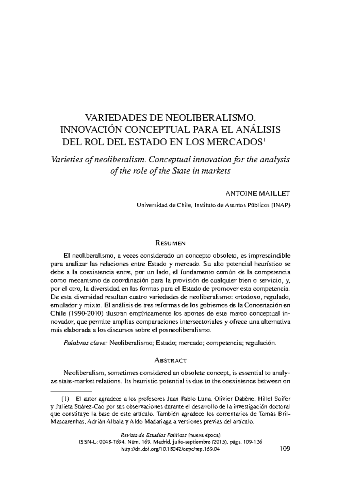 **Variedades de Neoliberalismo: Un Análisis Innovador de Antoine ...