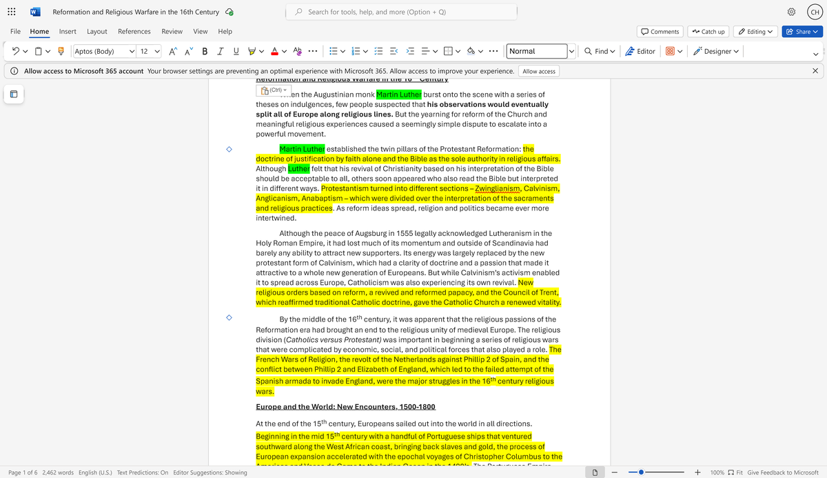 Reformation and Religious Warfare: Europe in the 16th Century ...
