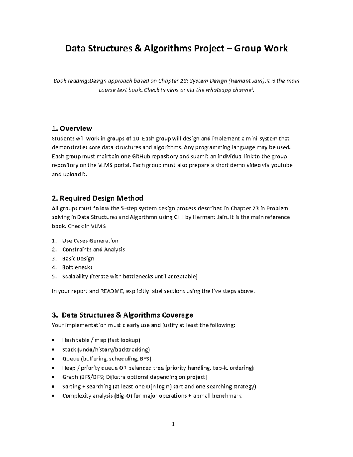 Data Structures & Algorithms Project Group Work (DSA 101) - Studocu