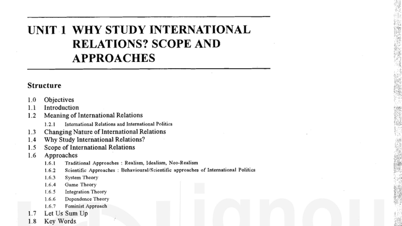 Block-1: Understanding International Relations - Scope & Approaches ...