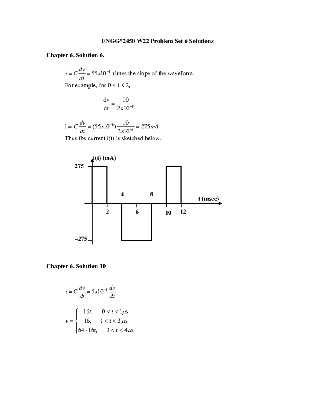 W22 ENGG2450 Problem Set 6 Solution - ENGG*2450 W22 Problem Set 6 Solutions Chapter 6, Solution ...