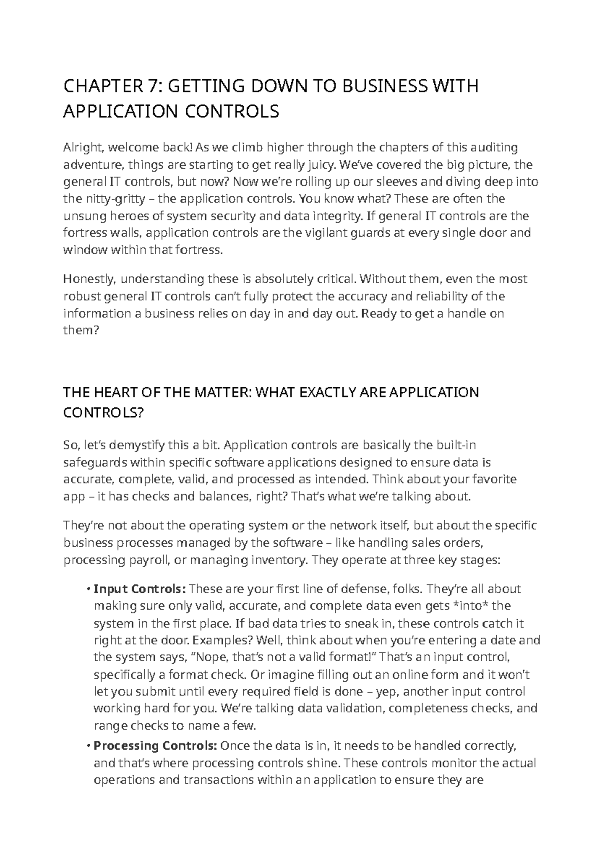Auditing in CIS Environments: Chapter 7 - Application Controls Overview - Studocu