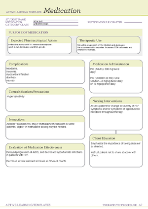 Donepezil Med Template - ACTIVE LEARNING TEMPLATES Medication STUDENT ...