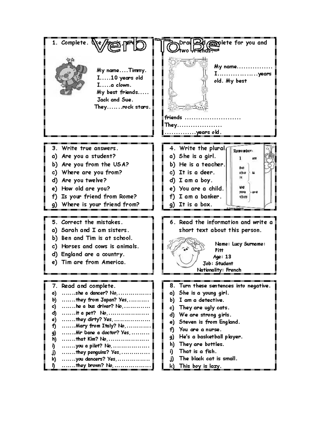 Verb to Be Worksheet (ESL) with Answer Key - Studocu