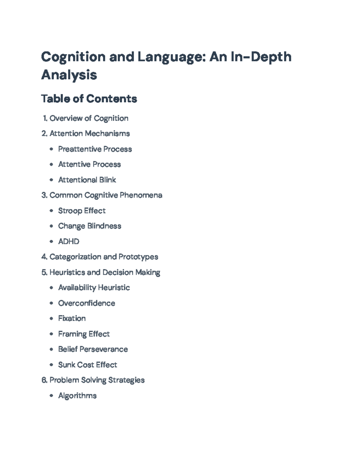 Cognition & Language: Comprehensive Study Guide for Psychology 101 ...