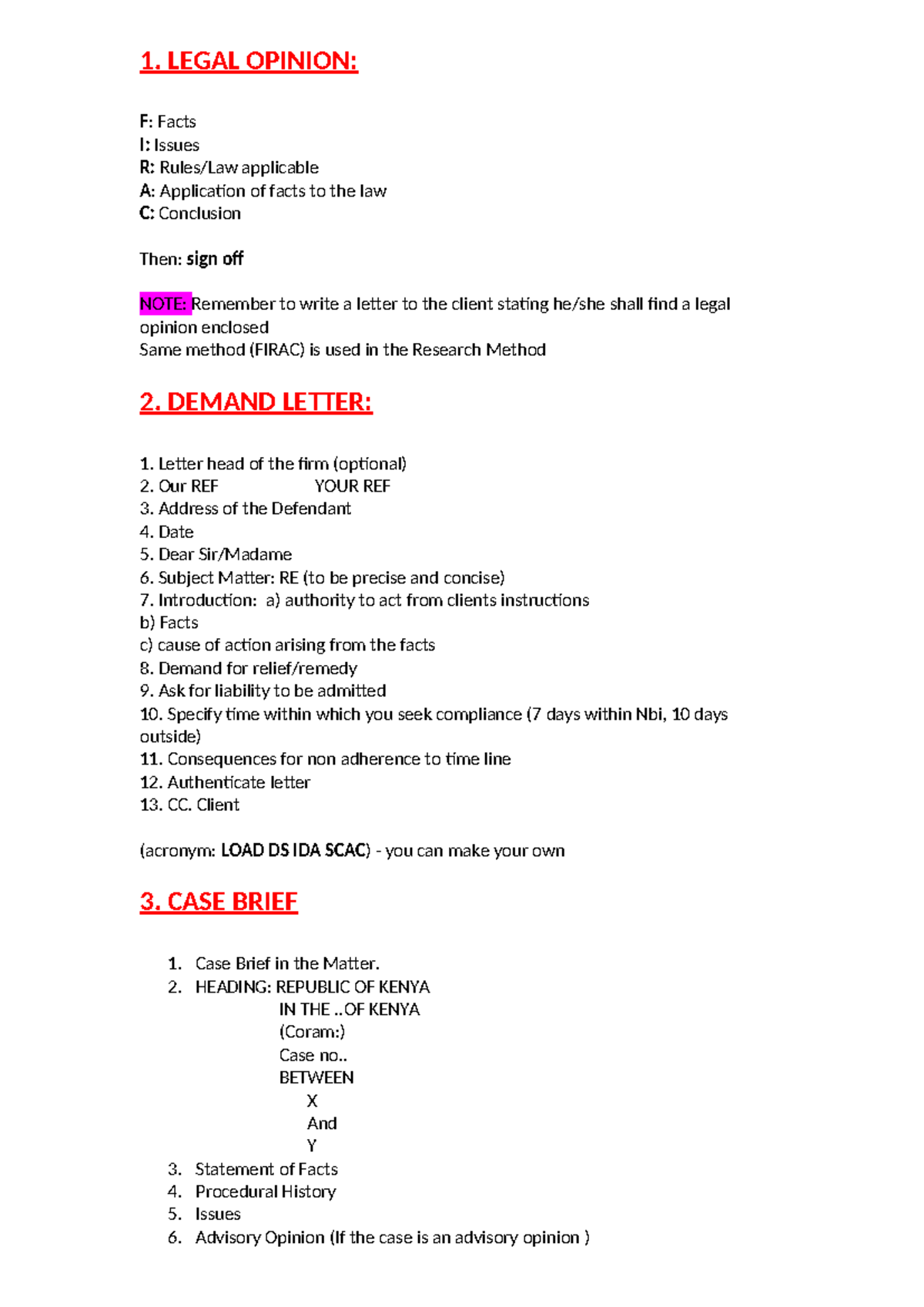Legal Drafting Formats and Structures Guide (Course Code: LAW101) - Studocu