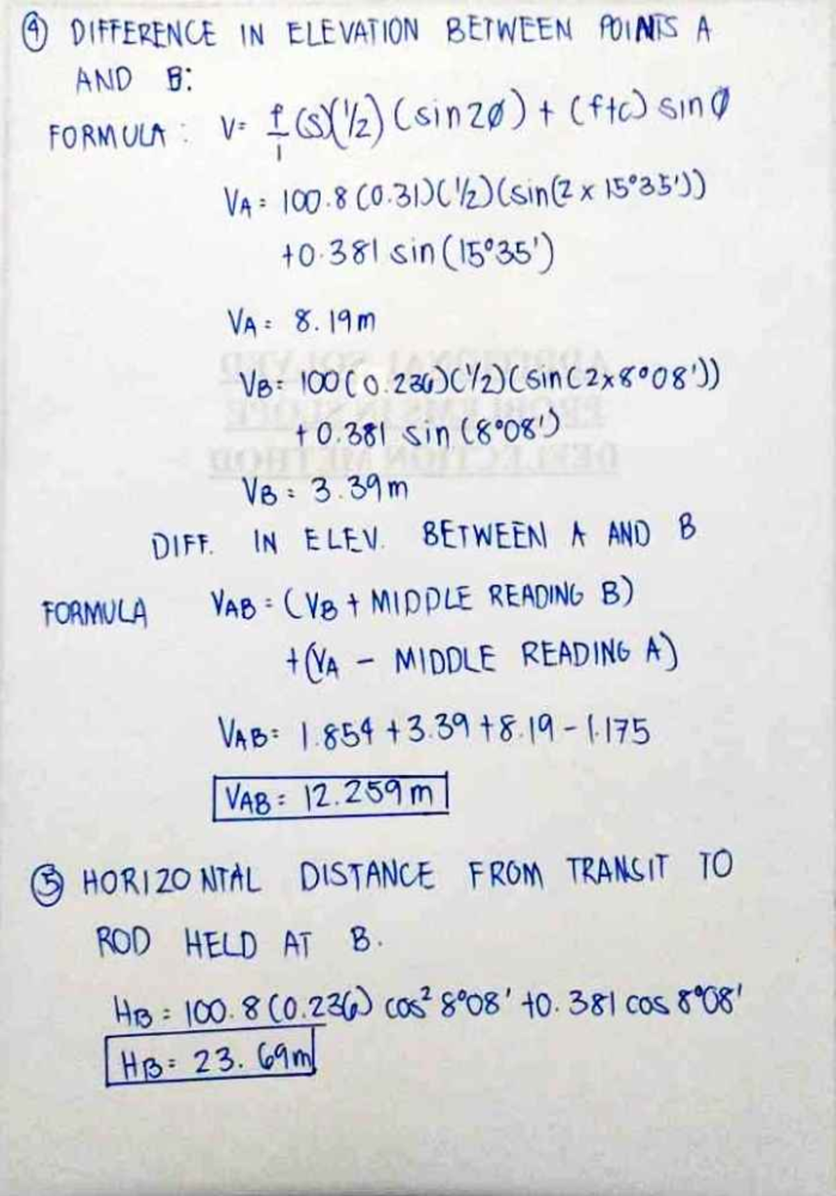 Civil Engineering - Elevation Differences Analysis and Formulas - Studocu