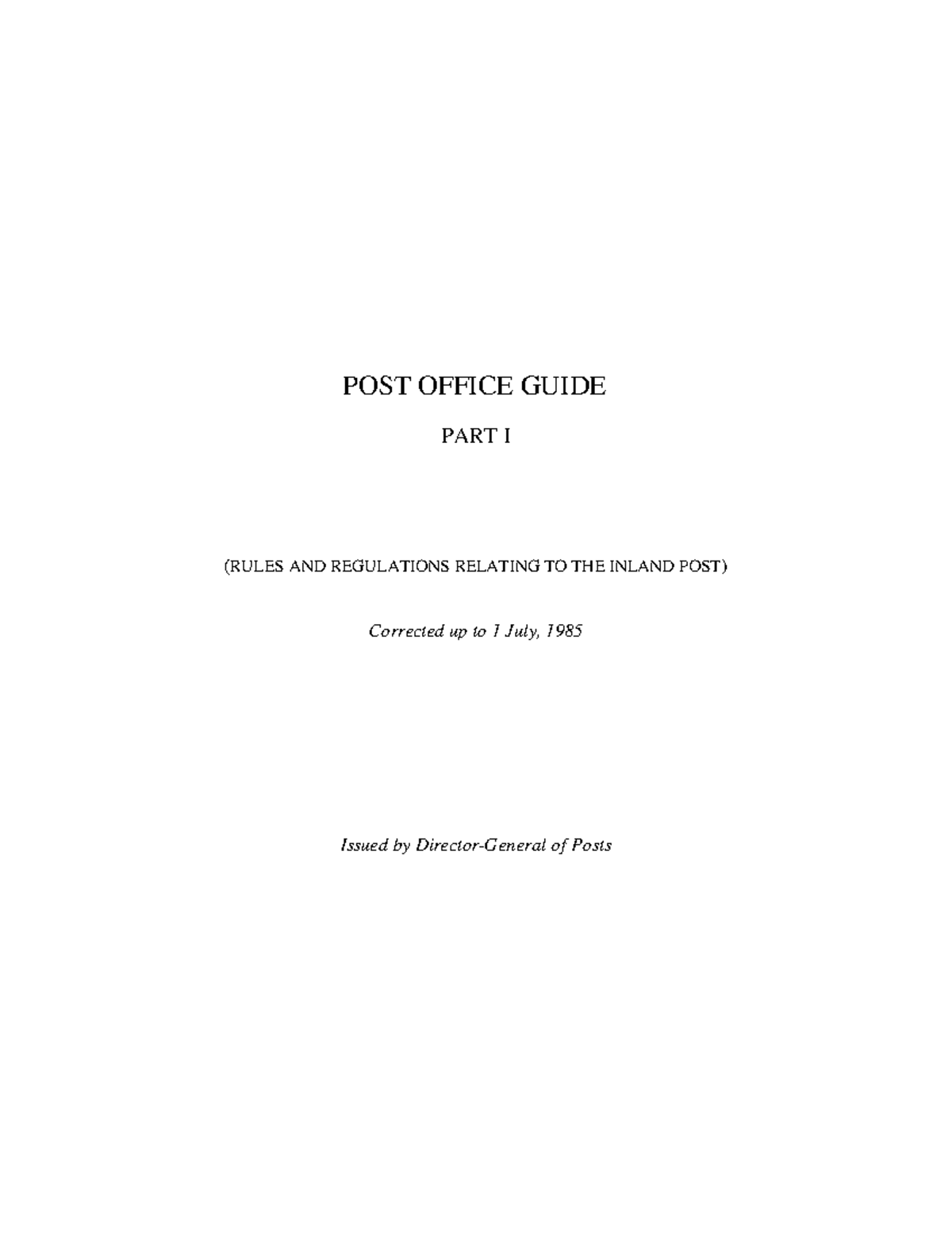 Post Office Guide Part I: Rules & Regulations for Inland Post - Studocu