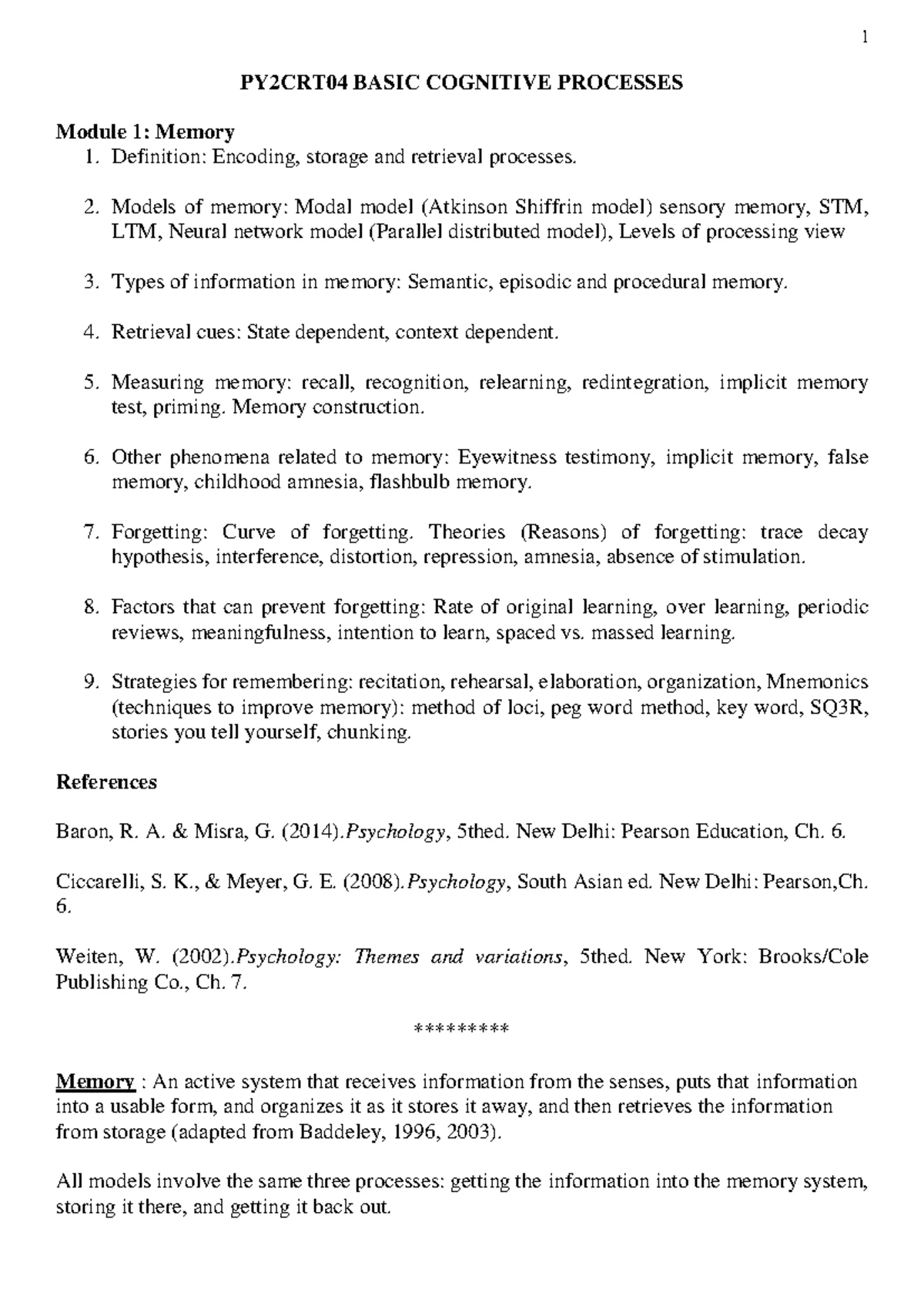 Cognitive Psychology: Five Theories of Forgetting Explained - Studocu