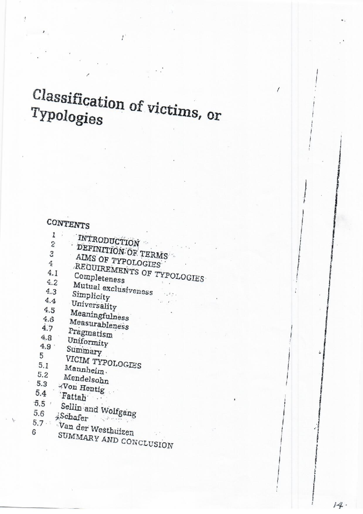 2025 VIC 3141 Lecture Notes: Classification of Victim Typologies - Studocu