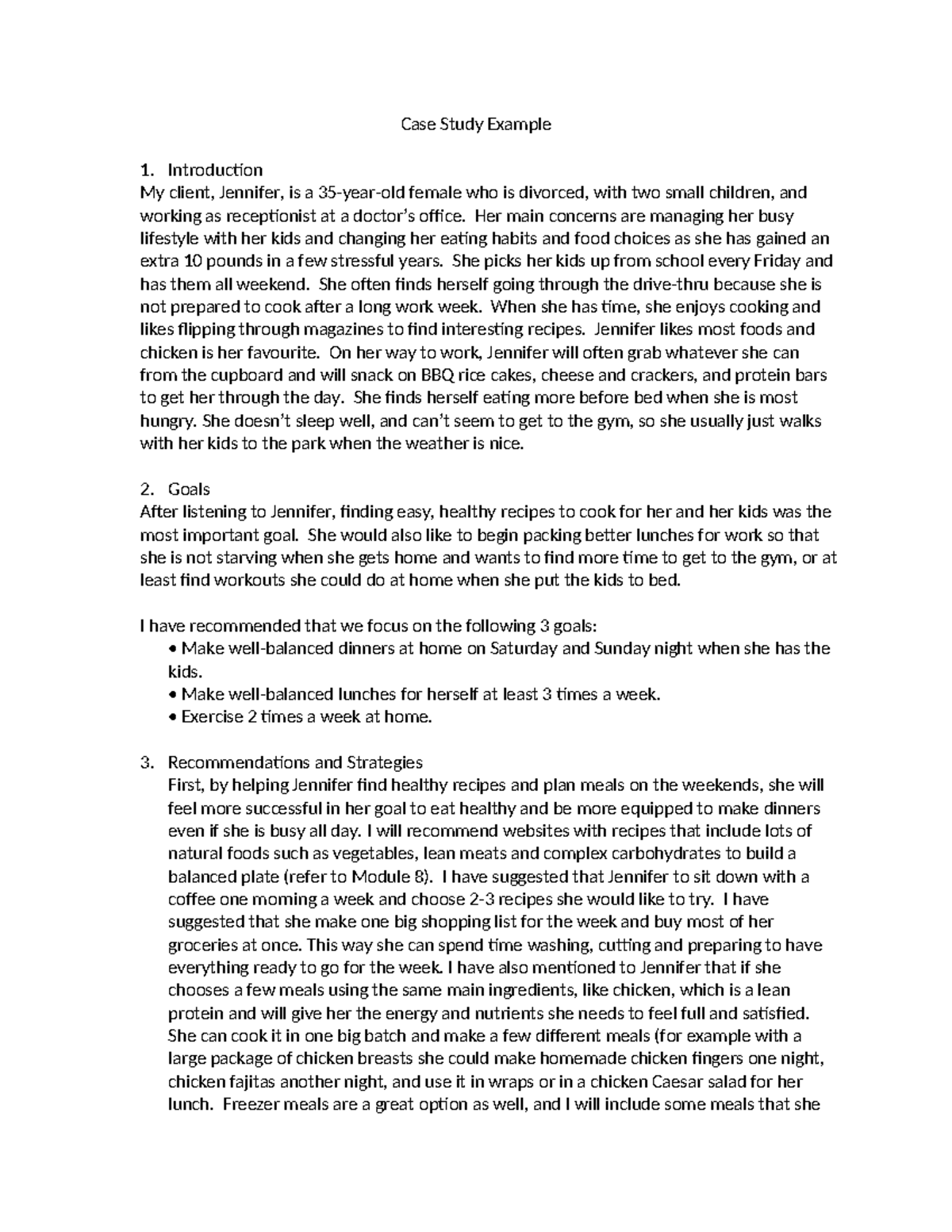 Case Study: Nutrition and Lifestyle Strategies for Client FIT0014 - Studocu