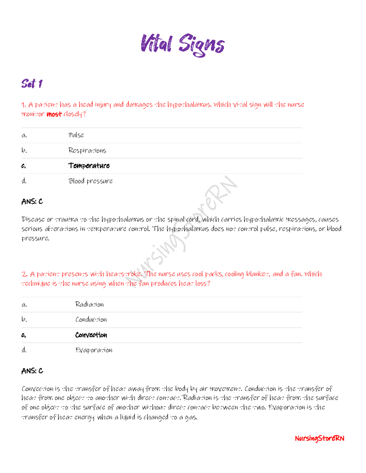4- Vital Signs - Test Practice Questions - Vital Signs Sel 1 1. A ...