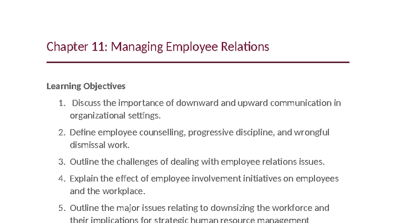 HRM 11: Managing Employee Relations and Communication Strategies - Studocu