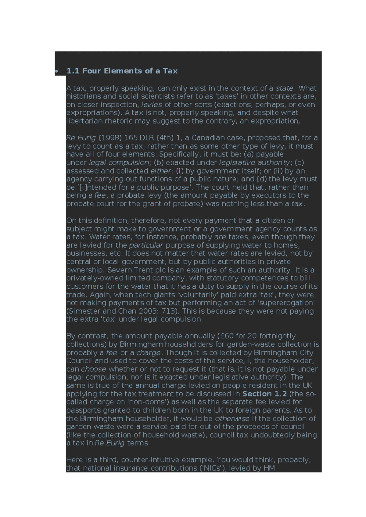 Week 1 - Topic 1 - Basics - Effective Taxes - 1 Four Elements of a Tax ...