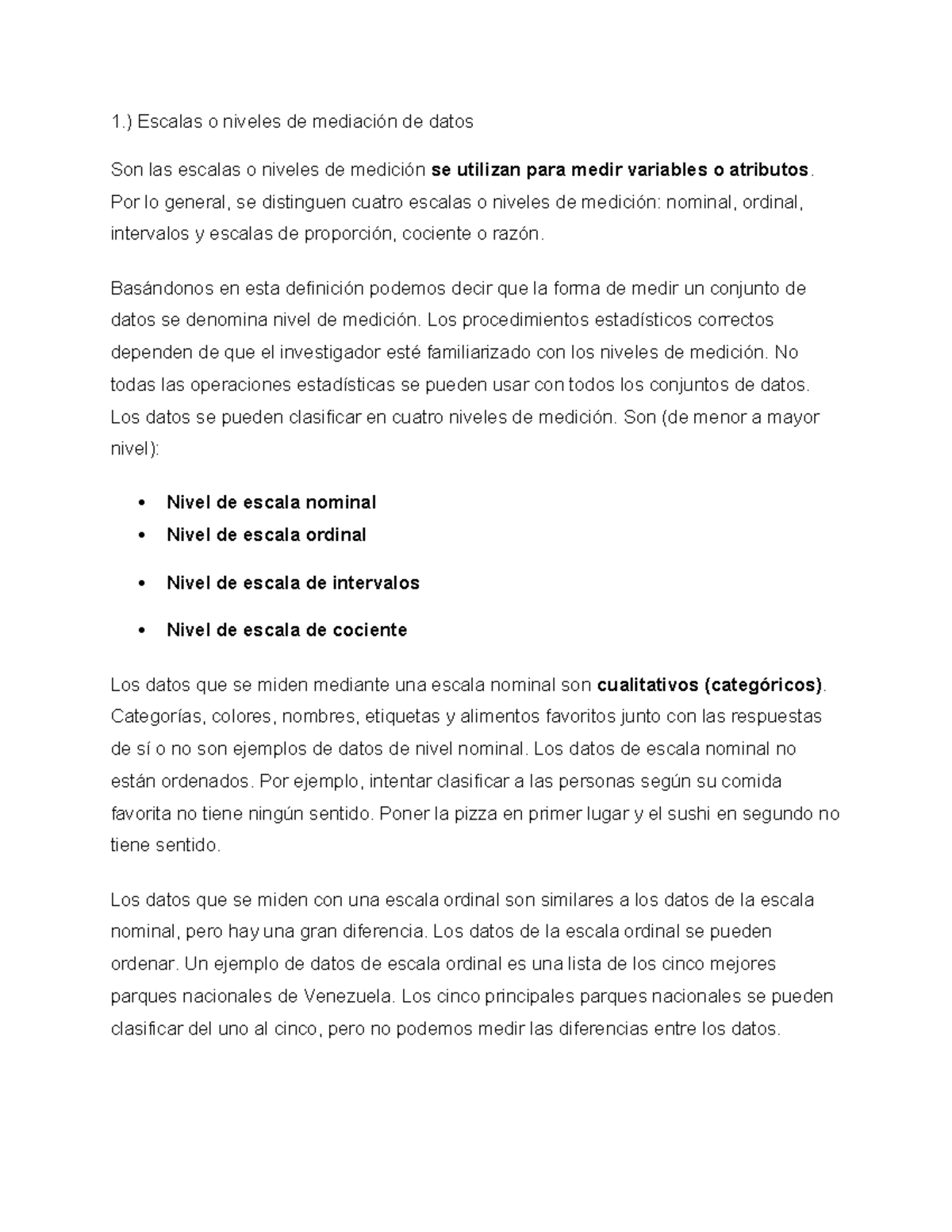 Análisis Estadísticos y Niveles de Medición de Datos 2023 - Studocu