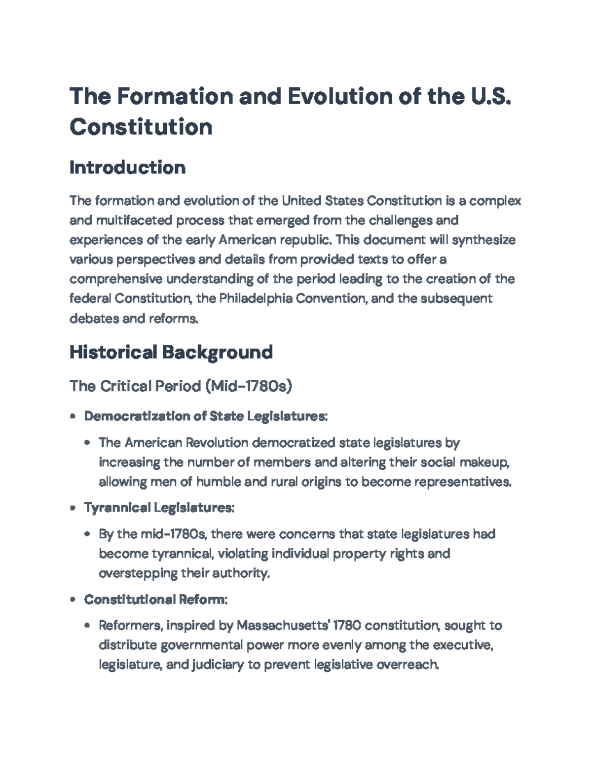 The Formation and Evolution of the U.S. Constitution: A Detailed Study ...