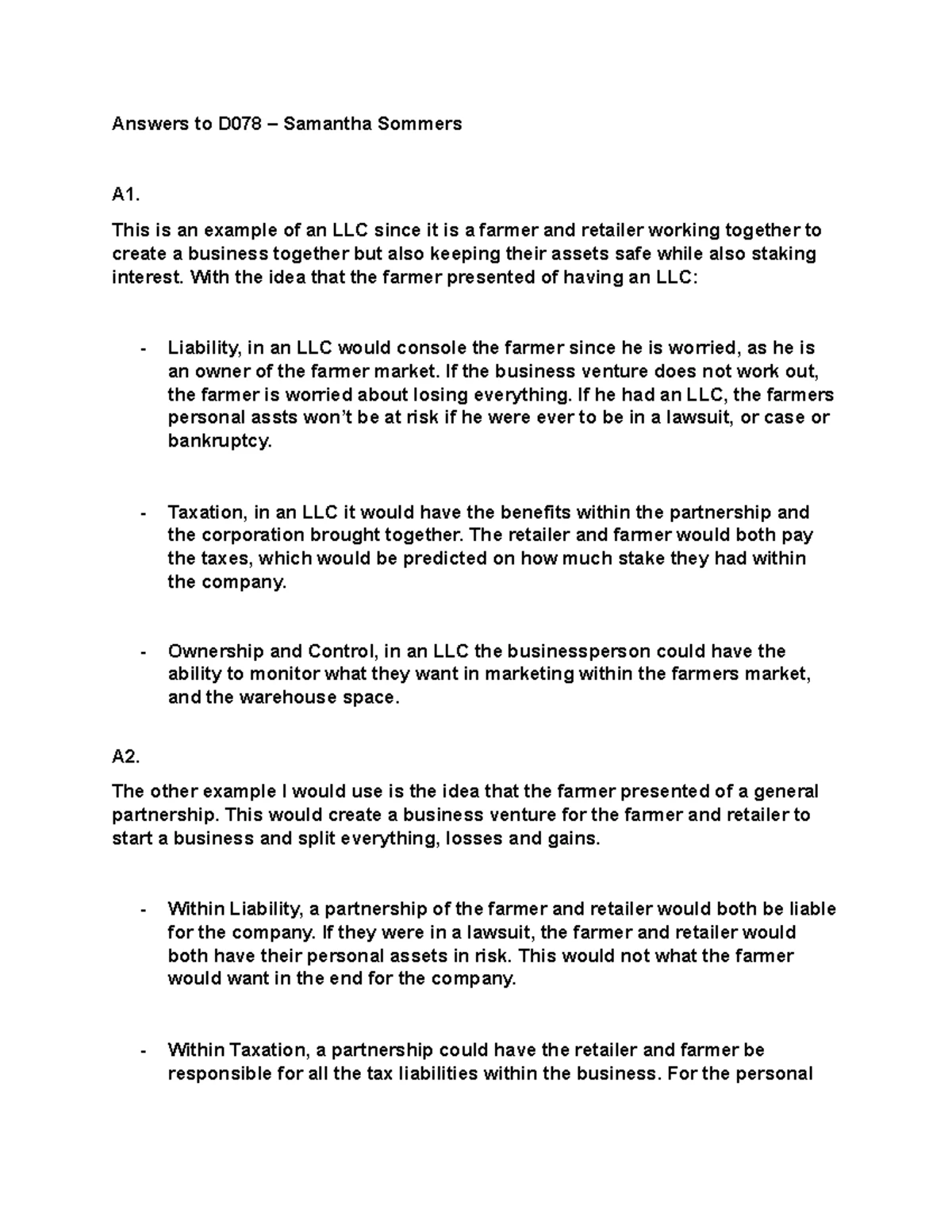 D078 Task 2 - Passed - D078 TASK 2 SUBMISSION Task 2: Legal and Ethical ...