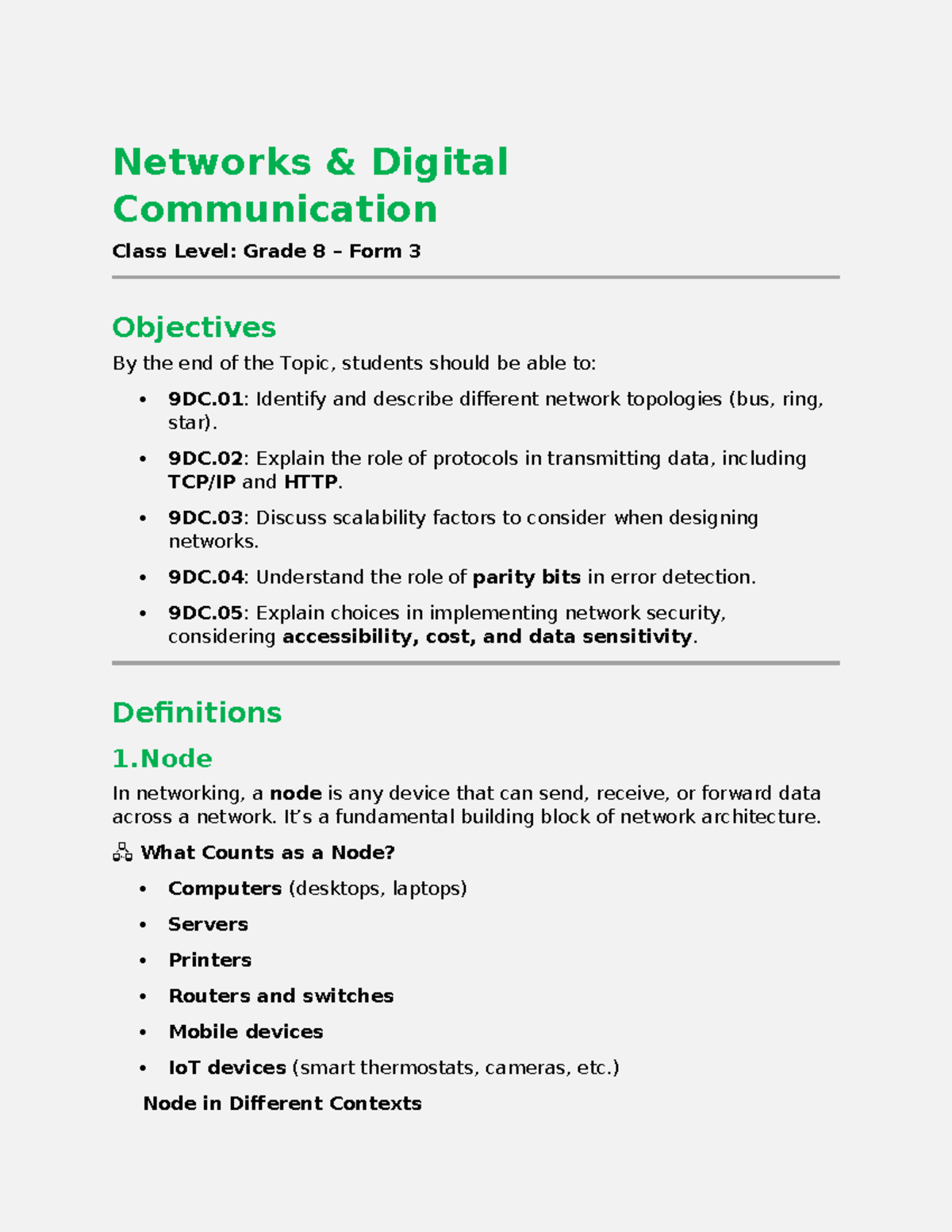 Students Notes - Form 3 - Networks & Digital Communication - Studocu