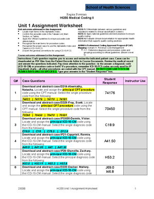 UNIT 3 LAB QUIZ Medical Coding 2 - Unit 3 Lab Quiz Steven Wallace, an 18-year-old male, wanted ...