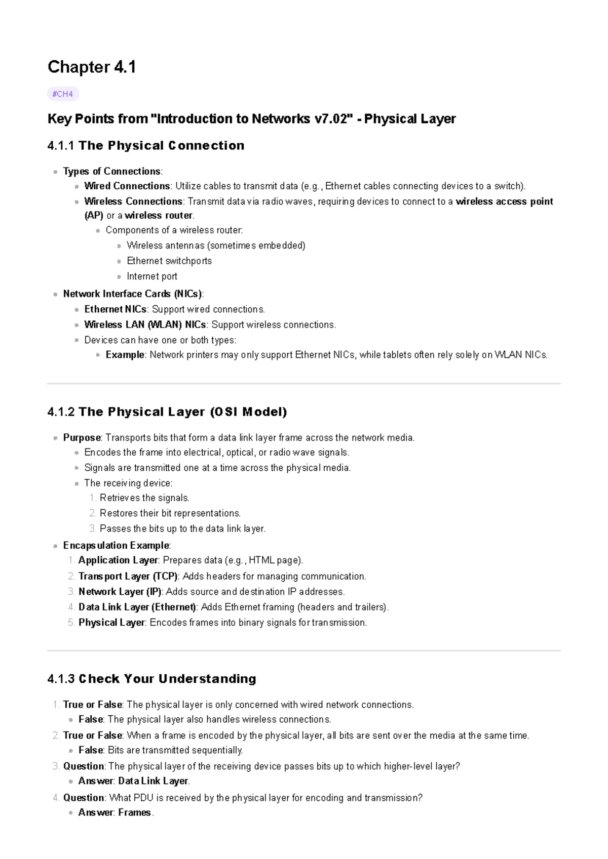 Chapter 4: Key Concepts on Physical Layer & Cabling Techniques - Studocu