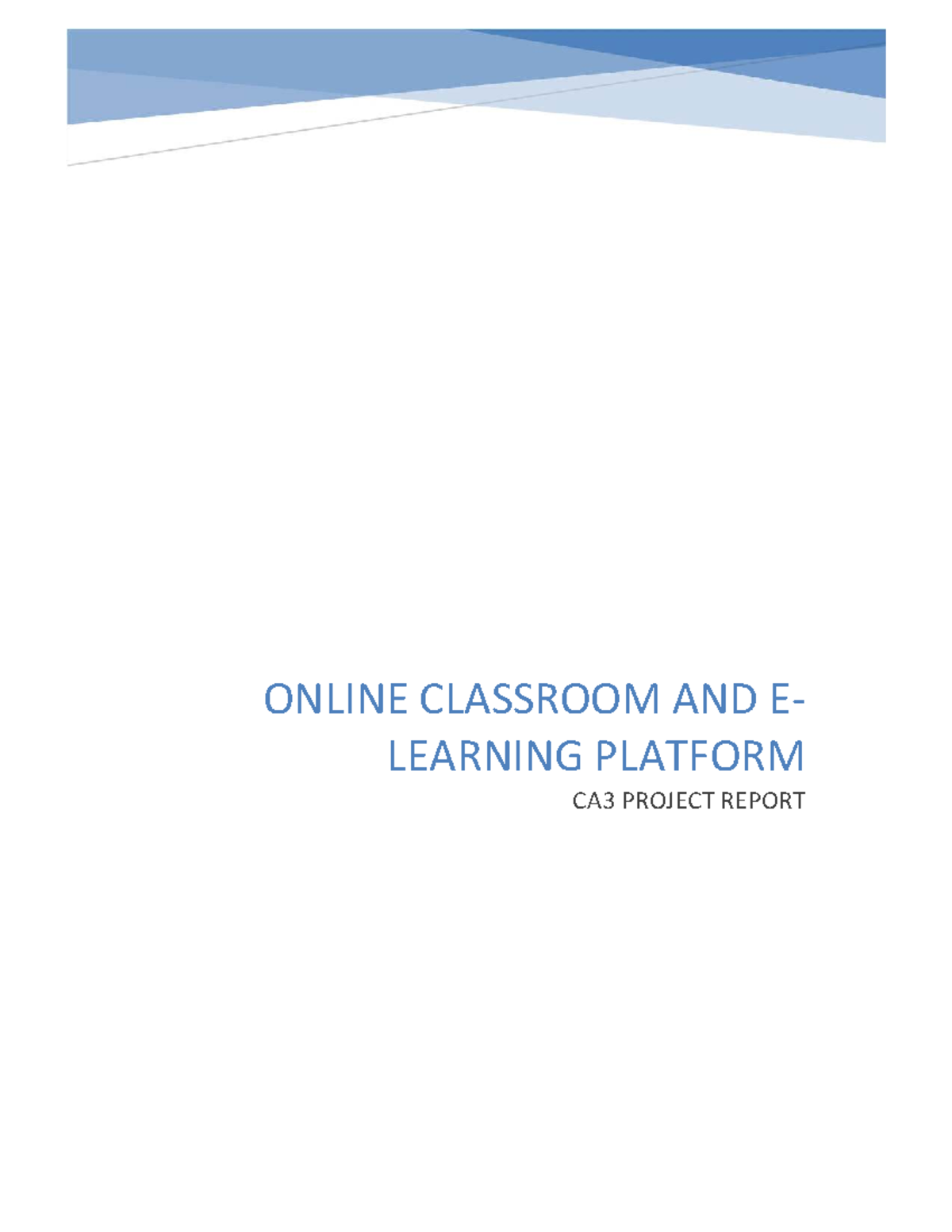 CSE326 CA3 Project Report: Online Classroom & eLearning Platform - Studocu