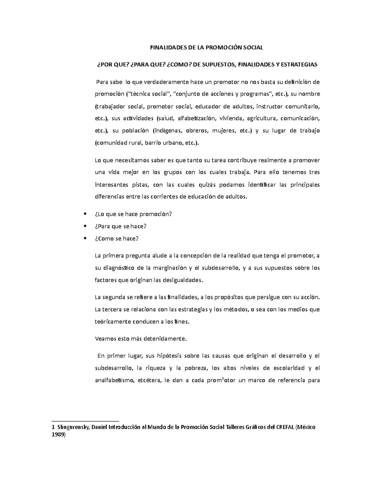 Finalidades DE LA Promoción Social - FINALIDADES DE LA PROMOCIÓN SOCIAL ...