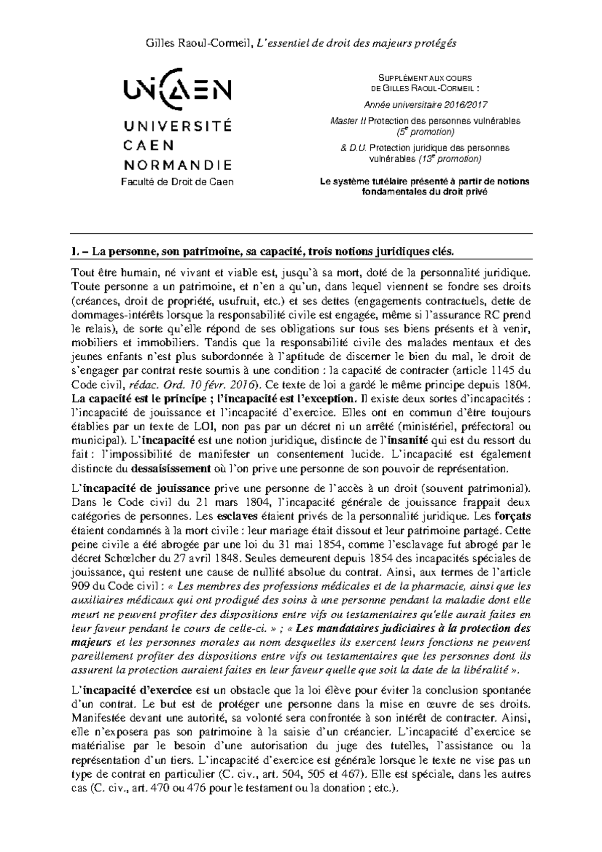 Gilles de Droit des Majeurs Protégés - Notions Fondamentales et ...