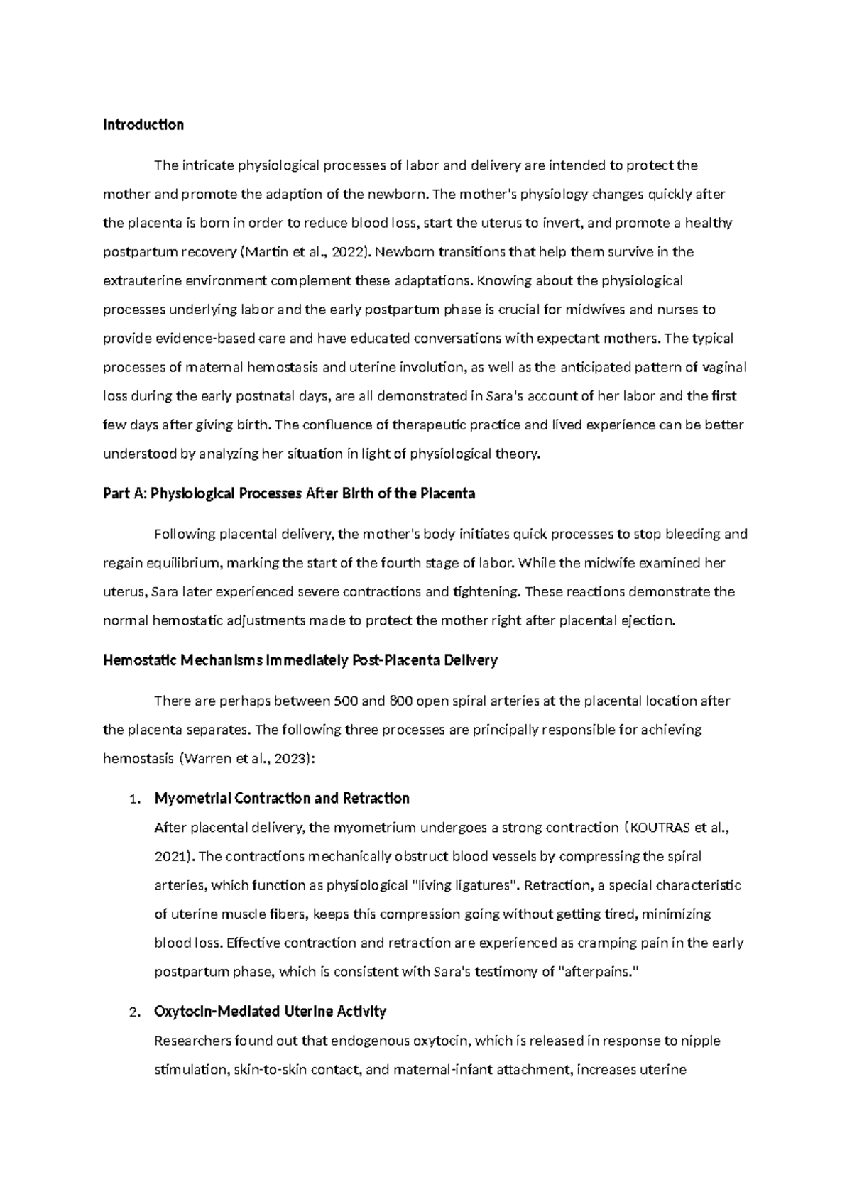 Physiological Processes of Labor & Postpartum Recovery (Maternal-P ...