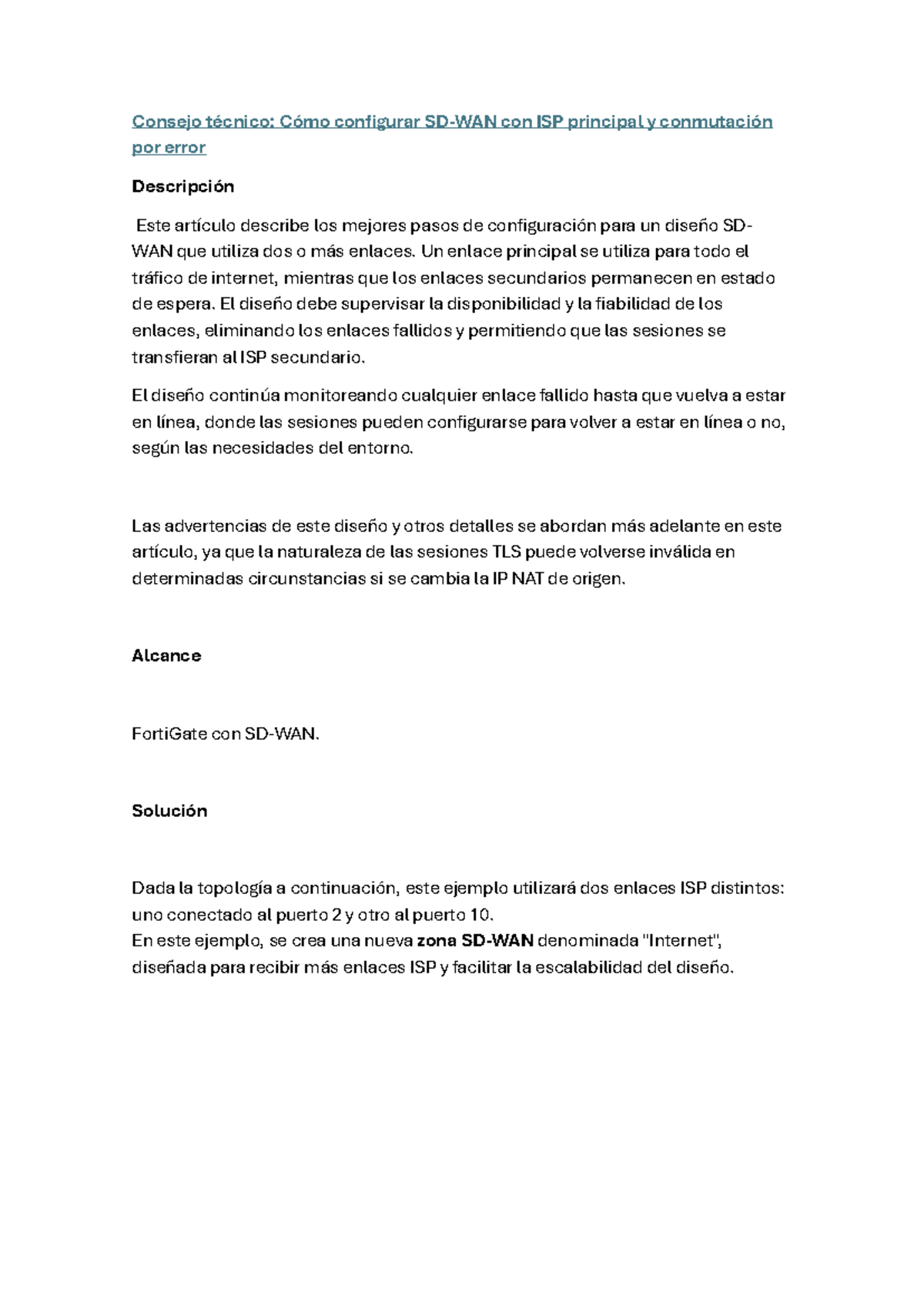 Configuración de SD-WAN con ISP Principal y Conmutación por Error - Studocu