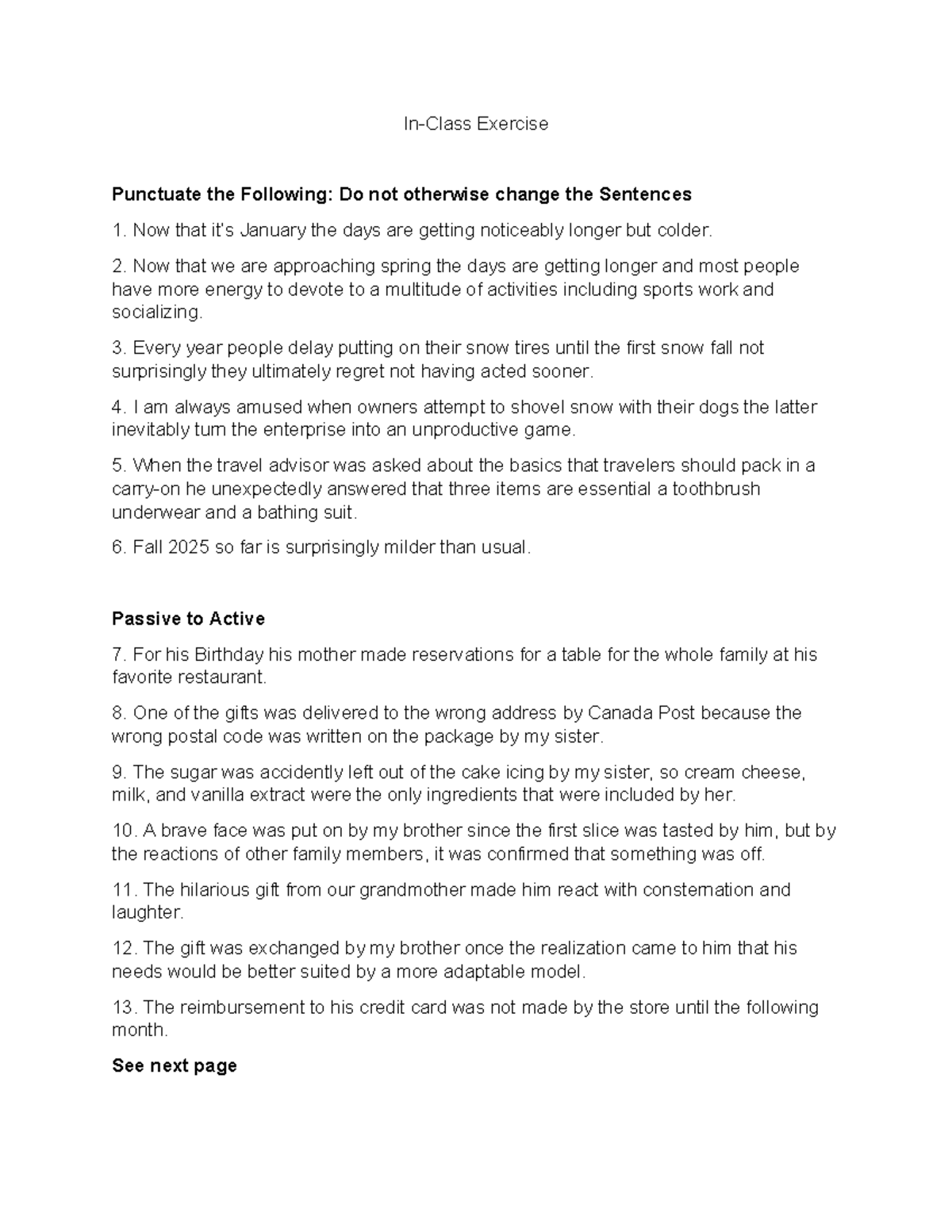 Week 3 Exercises: Punctuation & Active Voice - Lecture Notes - Studocu