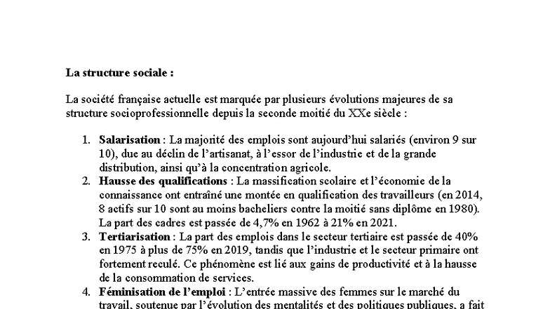 La structure sociale en France : Évolutions et inégalités (Sociologie ...