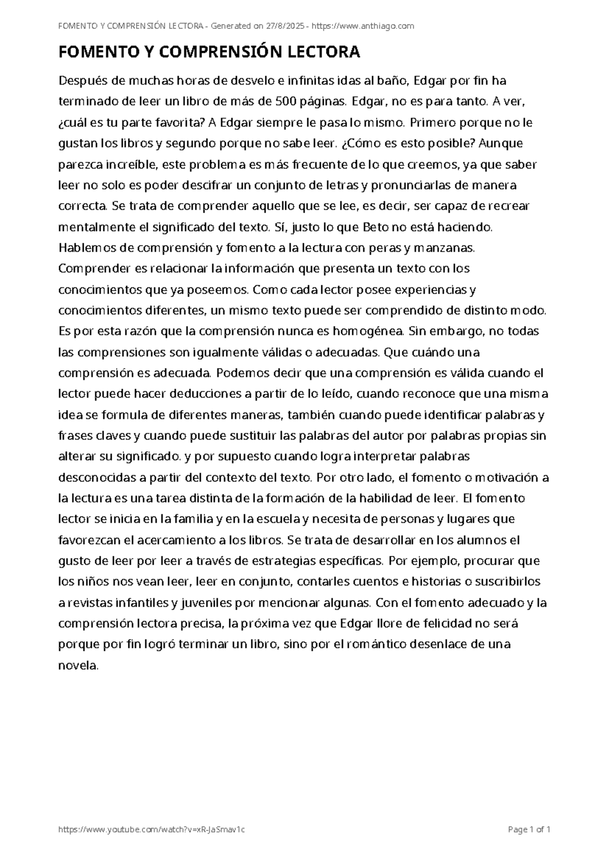 FOMENTO Y COMPRENSIÓN LECTORA: Estrategias para Mejorar la Comprensión - Studocu
