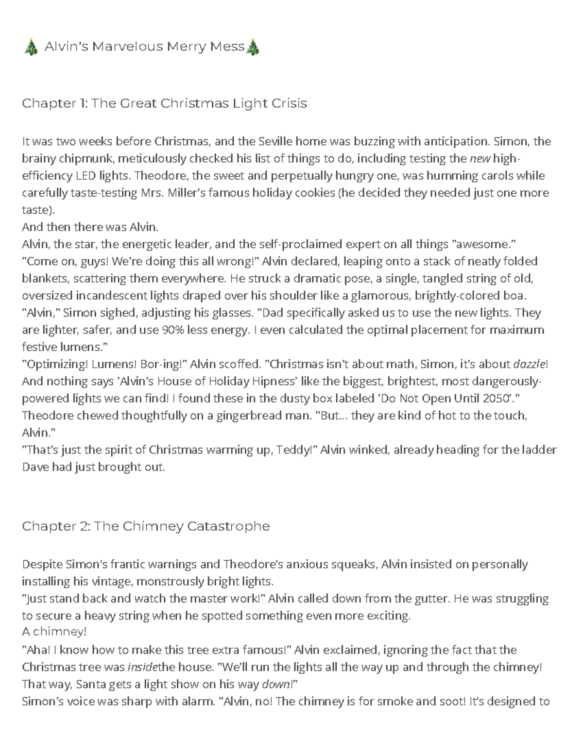 Alvin's Marvelous Merry Mess: Chapter 1 - The Great Christmas Light ...