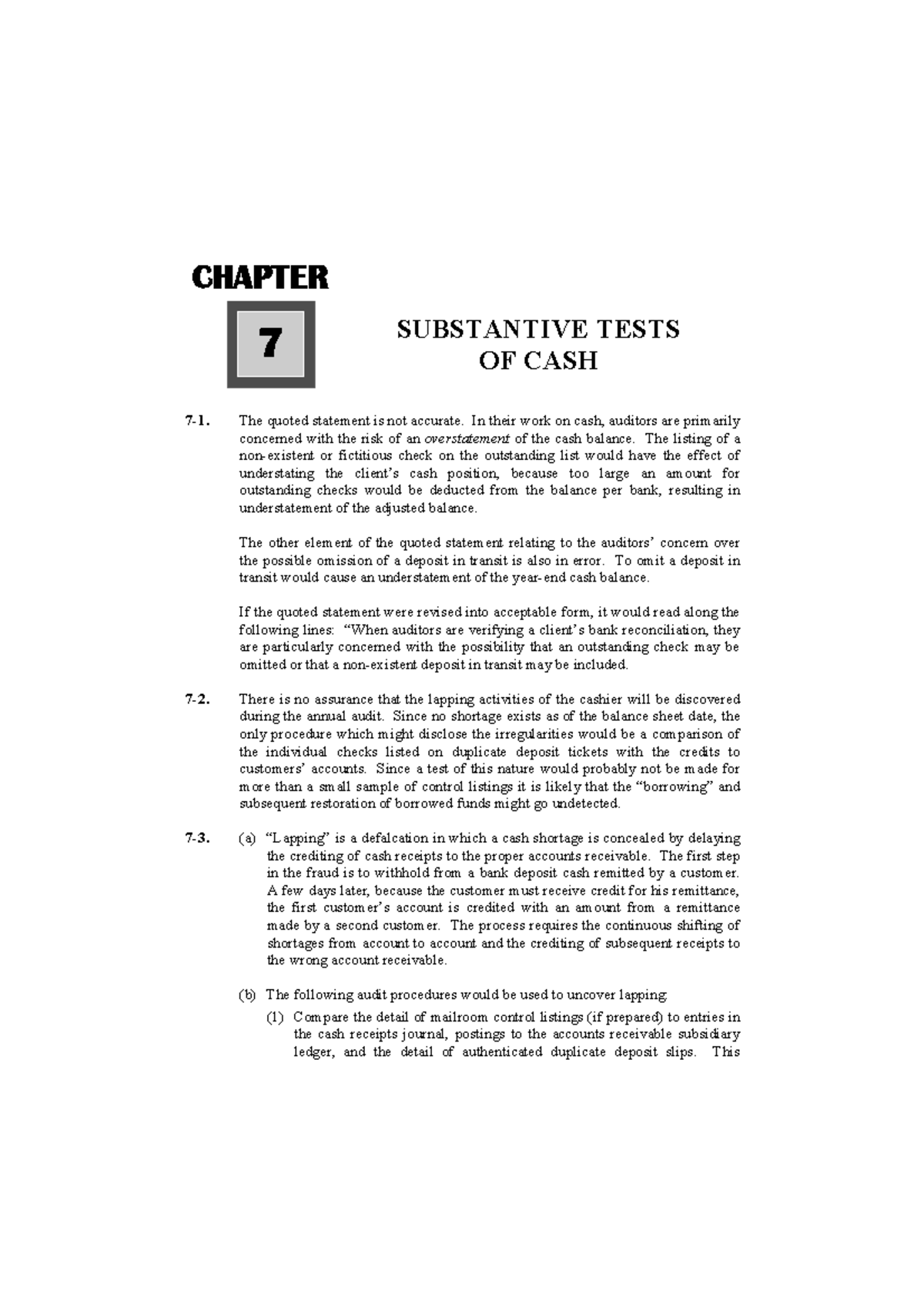 C7-8 Substantive Tests of Cash and Receivables Analysis - Studocu