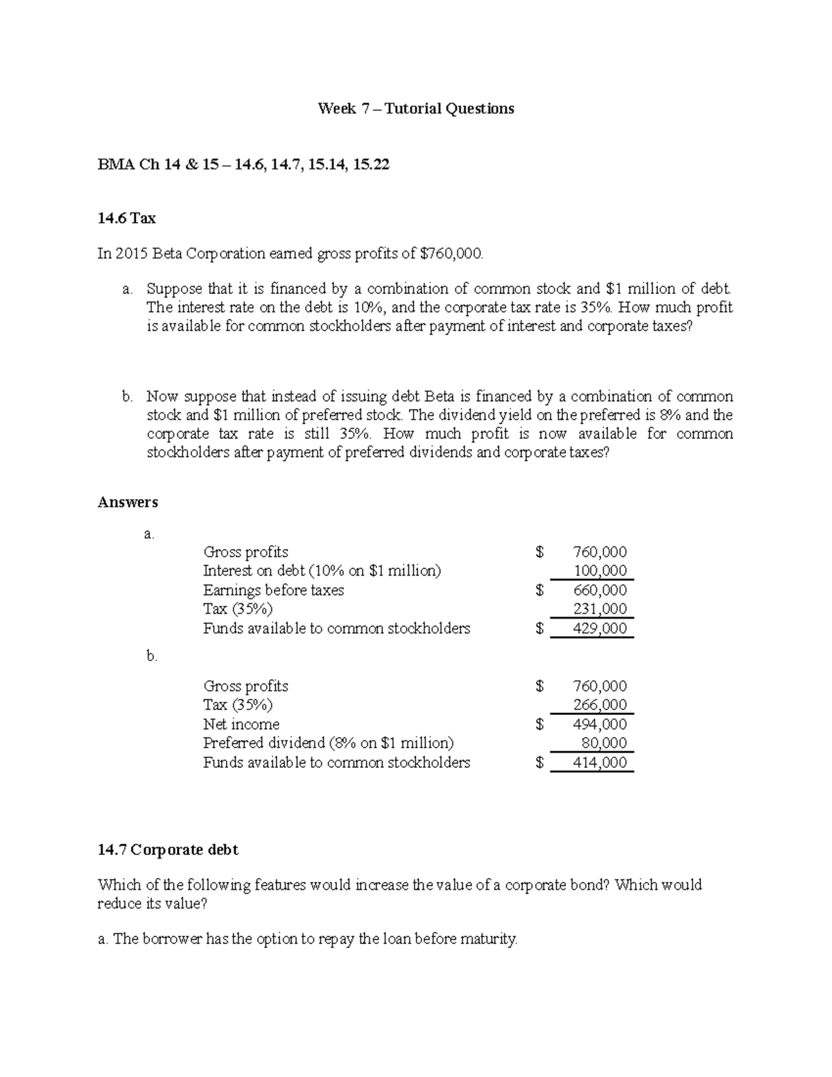 Week 7 – Tutorial Questions & Solutions - Week 7 – Tutorial Questions ...