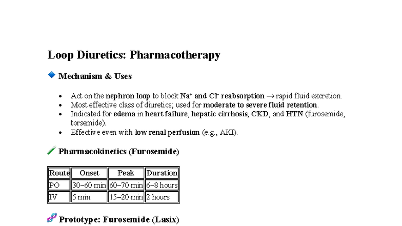 Exam 2 Study Guide: Loop Diuretics & Hypertension Pharmacotherapy (NUR ...