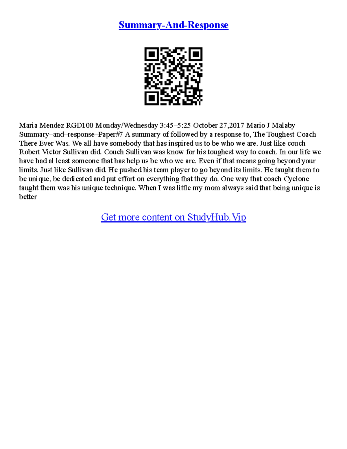 RGD100 Summary Response Essay Example: Analyzing Literature and Themes ...