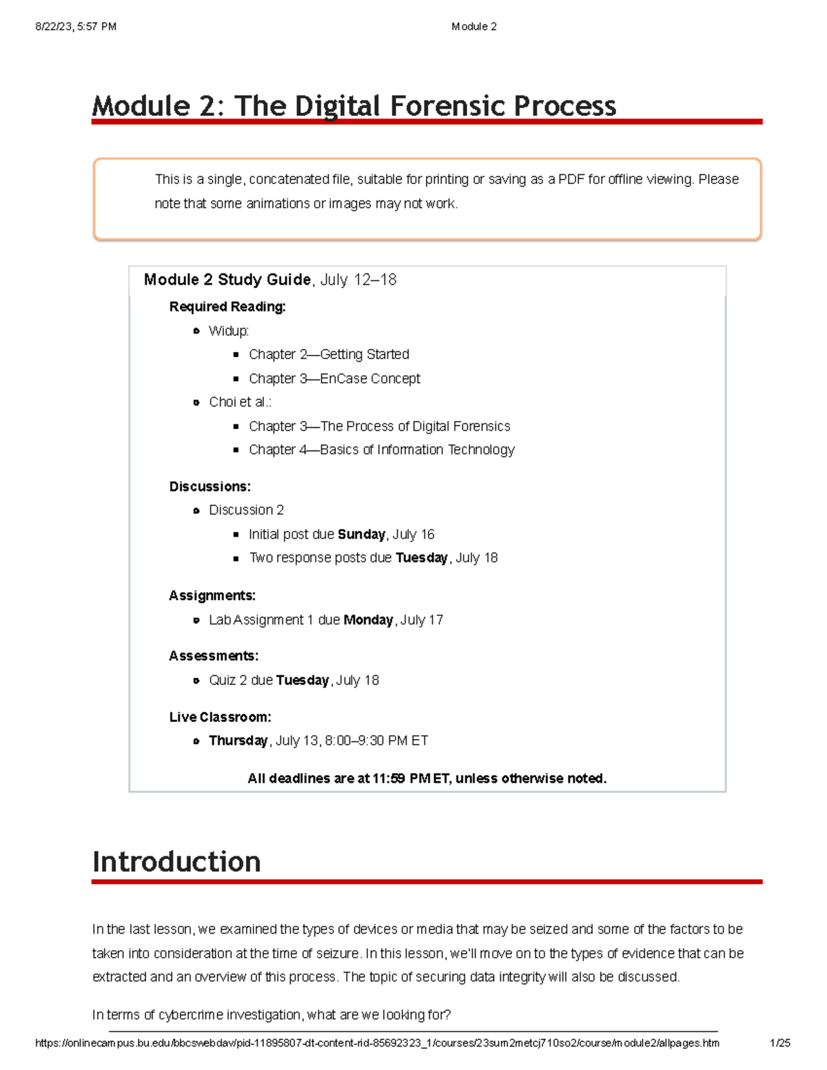 Module 2 - Digital Forensics Labs: Processes & Evidence Collection - Studocu