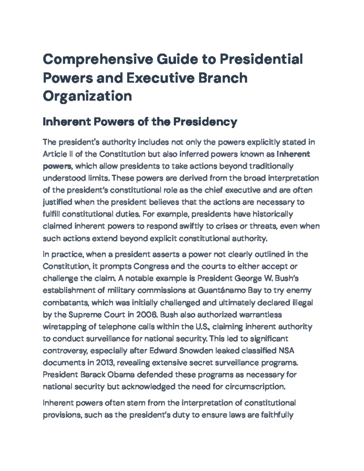 Comprehensive Overview of Presidential Powers & Legislative Checks ...