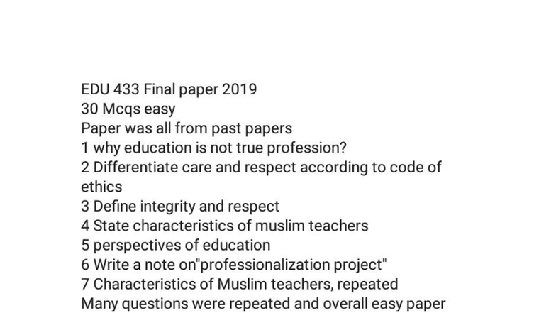 BIT701 & EDU512 Final Term Papers: Programming, Islam & Teaching ...