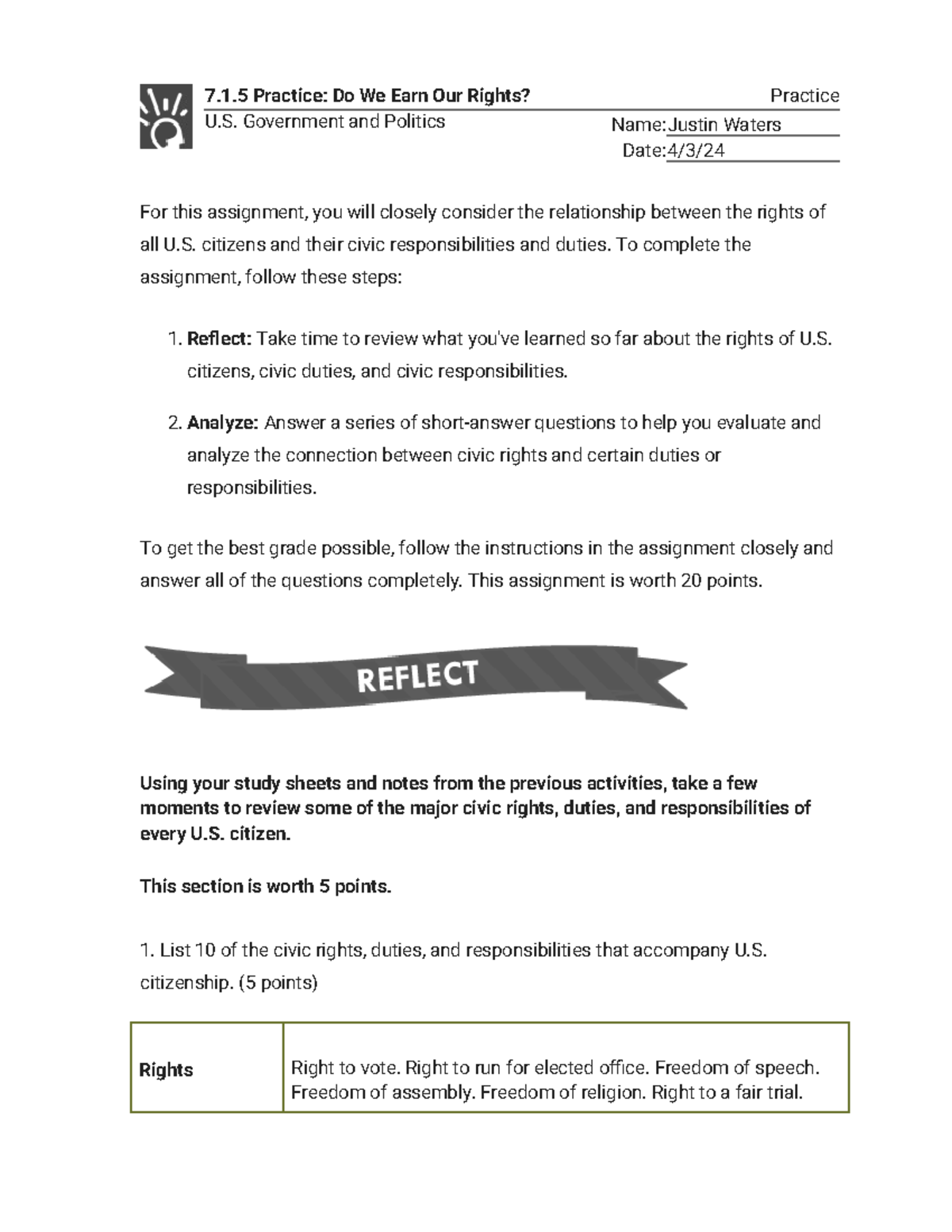 7.1.5 Practice: Analyzing Civic Rights and Responsibilities in U.S ...