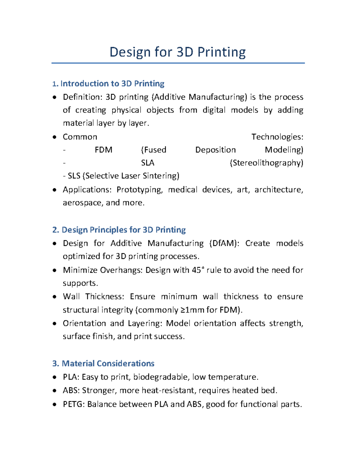 Fundamentals of 3D Printing: Unit 4 Notes (3DPRT 101) - Studocu