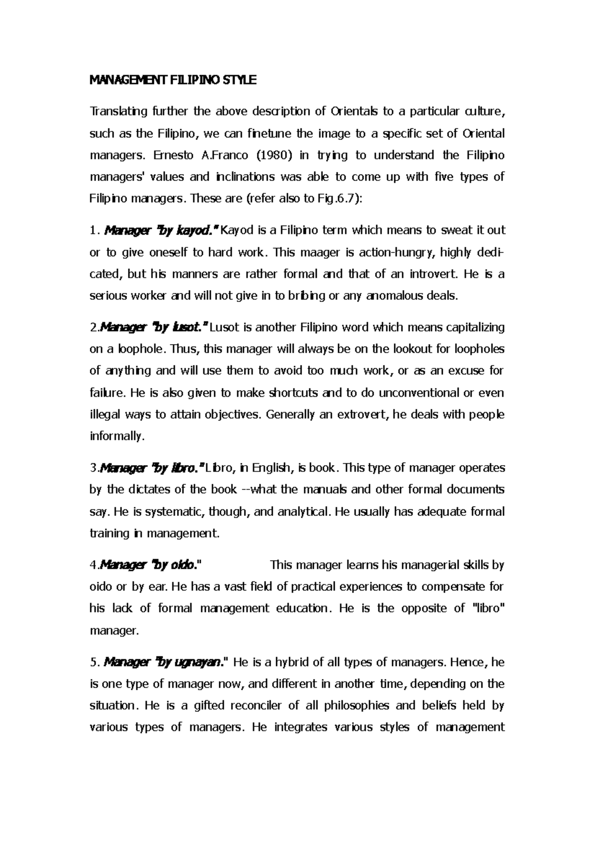 Management Filipino Style: Understanding Filipino Managerial Types and ...